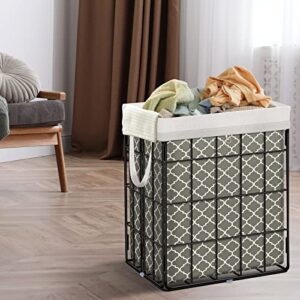 GALMAXS7 Laundry Basket Hamper Large Collapsible Metal Laundry Basket with Removable and Washable Bag Heavy Duty Laundry Basket Wire Frame Clothes Hampers for Laundry Bedroom Towels Toys