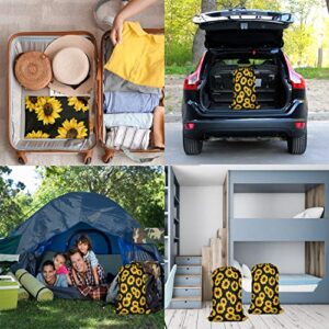 Swono Sunflowers Large Capacity Laundry Hamper Basket Classic Floral Leaf Romantic Bouquet Blossom Storage Baskets for Bedroom, Bathroom, Dorm, Washing Room, Machine Washable, Black Yellow