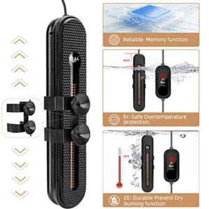 AQQA Aquarium Heater,100W/200W/300W/500W Fish Tank Heater,Submersible Digital LED Controller,Dry Heating Protector and Safety Thermal Cut-Off,Suitable for Fresh Water Salt Water (200W)