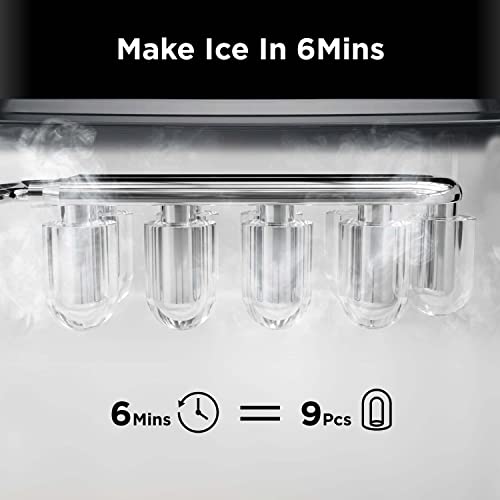 Silonn Ice Makers Countertop, 9 Cubes Ready in 6 Mins, 26lbs in 24Hrs, 2 Sizes of Bullet Ice for Home Kitchen Office Bar Party & Keurig K-Express Coffee Maker, Black