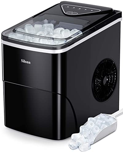 Silonn Ice Makers Countertop, 9 Cubes Ready in 6 Mins, 26lbs in 24Hrs, 2 Sizes of Bullet Ice for Home Kitchen Office Bar Party & Keurig K-Express Coffee Maker, Black