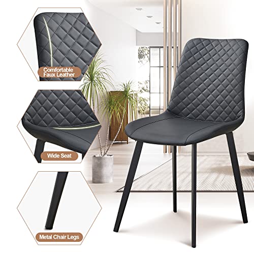 seonyou Black Dining Chairs Set of 6 for Kitchen Dining Room, Upholstered Leather Mid Century Modern Dining Chair