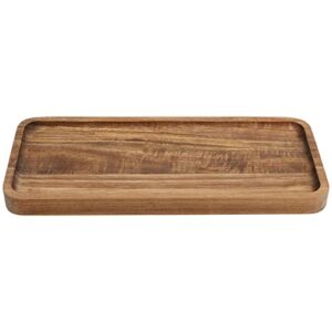 KEILEOHO 4 PCS 11.8 Inch Wood Serving Platters, Natural Acacia Wood Tray, Wood Appetizer Cheese Plates Rectangular Wooden Tray Decorative Charcuterie Boards for Serving Food, Brown