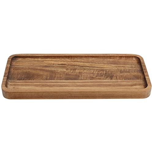 KEILEOHO 4 PCS 11.8 Inch Wood Serving Platters, Natural Acacia Wood Tray, Wood Appetizer Cheese Plates Rectangular Wooden Tray Decorative Charcuterie Boards for Serving Food, Brown