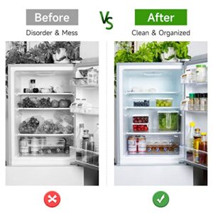 Refrigerator Organizer Bins Stackable,GRABADO 5 Pack Plastic Fridge Organizer Clear with Lid and Handle,Fruit Storage and Veggies/vegetable Containers for Fridge Keep Fresh,Large Drink Organizer