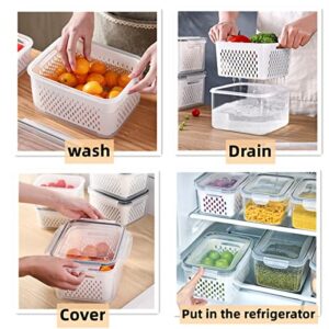 Fruit Vegetable Storage Containers for Fridge,3 PCS Produce Saver Containers for Refrigerator Organizer Bins,Plutuus BPA free Plastic Produce Keepers with Lid & Colander for Salad Berry Lettuce watermelon Storage