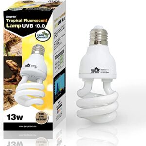 hedgine uva uvb reptile light 10.0, tropical desert reptile compact fluorescent lamp, bearded dragon tank accessories, uvb light bulb for reptiles, lizards, bearded dragon, tortoise. (13w)