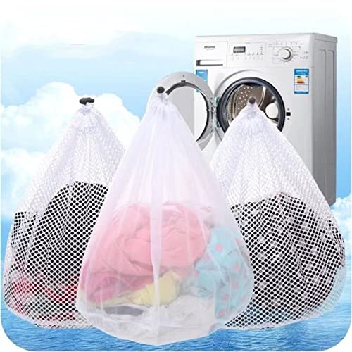 3Pcs Mesh Laundry Bags Washing Machine Mesh Wash Bags Jumbo for Delicates Clothes,Bed Linings,Toys with Drawstring Closure Durable(3 XXLarge 28 x 26 Inches)