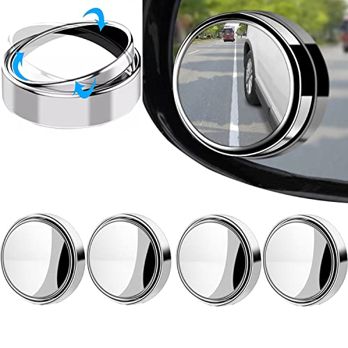 Blind Spot Mirrors for Car 2Inch Round HD Rear View Convex Mirrors 360°Rotatable HD Glass Mirrors Convex Wide Angle Blind Spot Mirrors for Trucks, Car, Van, SUV (Sliver-4pcs)