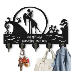 sandiksha cartoon key holder, animation style wall mount organizer wooden key rack with 5 key hooks, rustic home wall mounted key hangers decor for entryway door bathroom kitchen，gifts for children…