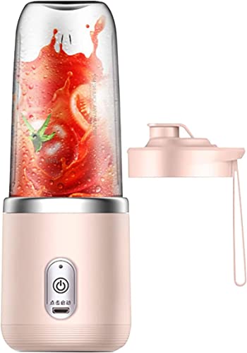 Portable Blender,Personal Blender with USB Rechargeable Mini Fruit Juice Mixer,Personal Size Blender for Smoothies and Shakes Mini Juicer Cup Travel 14oz,Fruit Juice,Milk (Pink)