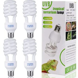 4 pcs uvb reptile light 10.0, reptile uvb bulb, uvb bulb for desert tropical/sub tropical reptiles fluorescent simulation color reptile uvb light for turtle, bearded dragon, lizard, gecko (26 watt)