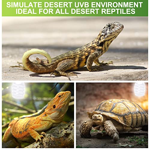 4 Pcs UVB Reptile Light 10.0, Reptile UVB Bulb, UVB Bulb for Desert Tropical/Sub Tropical Reptiles Fluorescent Simulation Color Reptile UVB Light for Turtle, Bearded Dragon, Lizard, Gecko (26 Watt)