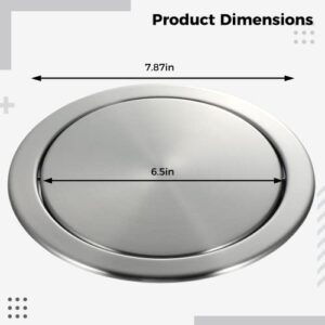 yeesport Trash Can Lid, 6.5in Simple Trash Grommet, Embedded Countertop Built-in Trash Chute Round Cover, Stainless Steel Swing Flap Trash Bin Lid for Kitchen Countertop Office Desk (Silver 1Pc)