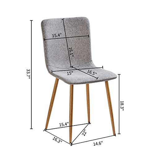 Homy Casa Inc 4PCS Fabric Padded Metal Legs and PU Back for Bedroom Living Room Kitchen Dining Chair, Grey