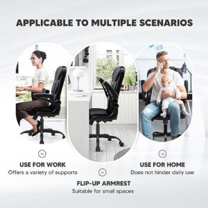 SEATZONE Home Office Desk Chair, High Back Ergonomic Managerial Executive Chairs, Headrest and Lumbar Support Desk Chairs with Wheels and Armrest, Black