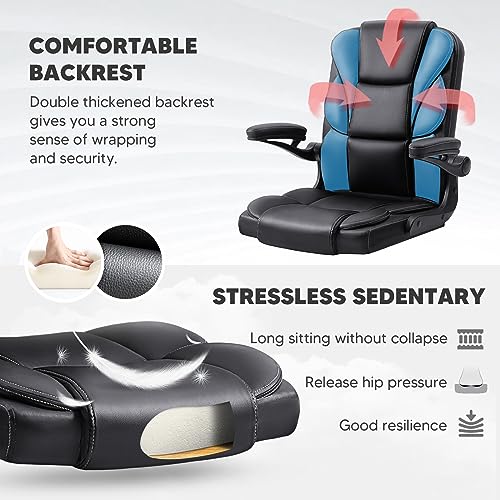 SEATZONE Home Office Desk Chair, High Back Ergonomic Managerial Executive Chairs, Headrest and Lumbar Support Desk Chairs with Wheels and Armrest, Black