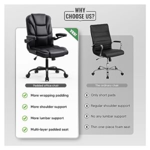 SEATZONE Home Office Desk Chair, High Back Ergonomic Managerial Executive Chairs, Headrest and Lumbar Support Desk Chairs with Wheels and Armrest, Black