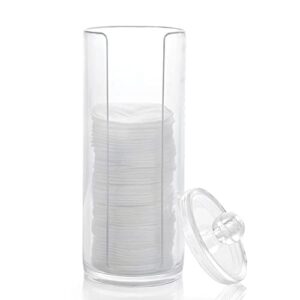 cosmetic cotton pad holder, acrylic clear cotton rounds holder with lid cotton pad organizer container dispenser for bathroom vanity countertop