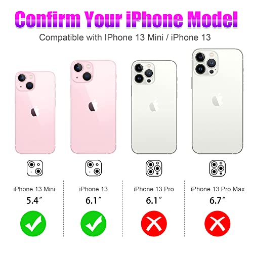 AGVEE 3+3 6 Pack for iPhone 13 6.1 inch / 13 Mini 5.4 inch Camera Lens Protector, Bling Diamond & Bling Glitter Metal Ring 9H Tempered HD Glass Camera Protector Cover Film, Bling-Pink