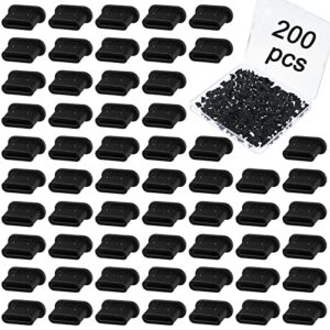 200 pcs usb c dust plugs type c charging port plug silicone anti dust cover with storage box black usb c port cover compatible with samsung, note 20, pixel type c ports on smartphone or macbook laptop