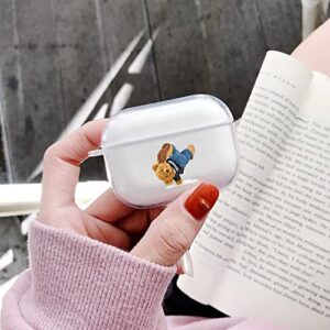 ONLYOU Compatible with Airpods Pro Case Cover with Keychain Korean PC Bear Break Dance Clear Transparent Airpods Pro Cover