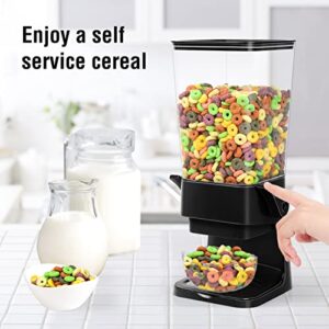 Mivvosakuki Cereal Dispenser Countertop Dual Dry Food Dispenser Large Cereal Containers Storage Organizer Dispensador De Cereales Candy Machine Rice Dispenser For Snack,Nuts, Granola(Black,1PC)