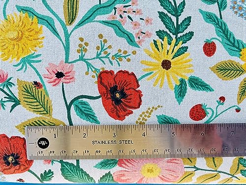 Camont - Poppy Fields - Natural Unbleached Canvas Fabric - Rifle Paper Co - Cotton+ Steel - RP702-NA4UC 1/2 Yard 44