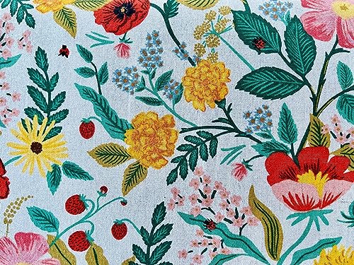 Camont - Poppy Fields - Natural Unbleached Canvas Fabric - Rifle Paper Co - Cotton+ Steel - RP702-NA4UC 1/2 Yard 44