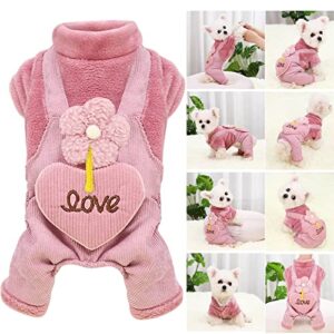 Pet Clothes for Small Dogs Girl Pet Cute Love Heart Image Four Legged Bib Pants Fashion Cat Dog Warm Clothing