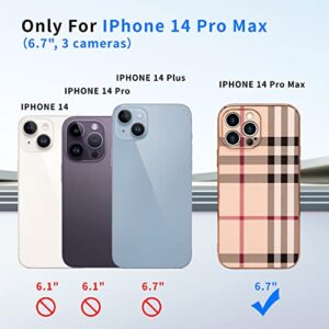 LINXUXIE Phone Case for Apple iPhone 14 Pro Max, Fashion Leather Phone Case, Soft TPU Drop Protection Shockproof Protective Phone Holder Women