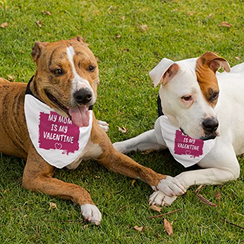 My Mom is My Valentine Pet Bandana Collar - Valentine's Day Scarf Collar - Text Design Dog Bandana - S