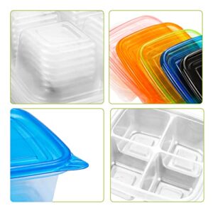 Bercoor 18 Pcs Reusable Bento Snack Food Containers, 4 Compartments Leakproof Food Prep Containers for School, Work and Travel