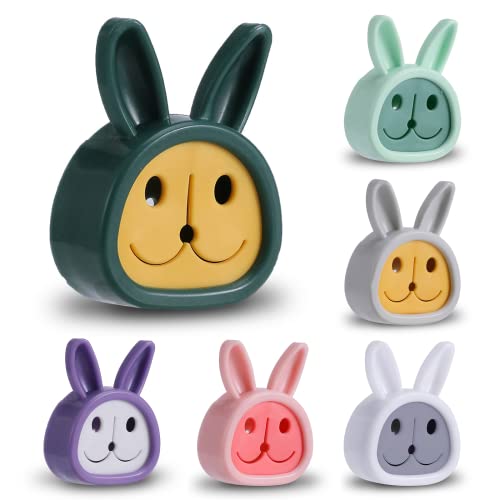 LAOKETON 6 Pieces Kitchen Towel Holder - (Cute Rabbit Shape，Adhesive Push Towel Hooks, No Drilling Required) Wall Mount Hand Towel Hook Ideal as Bathroom or Shower.