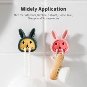 LAOKETON 6 Pieces Kitchen Towel Holder - (Cute Rabbit Shape，Adhesive Push Towel Hooks, No Drilling Required) Wall Mount Hand Towel Hook Ideal as Bathroom or Shower.