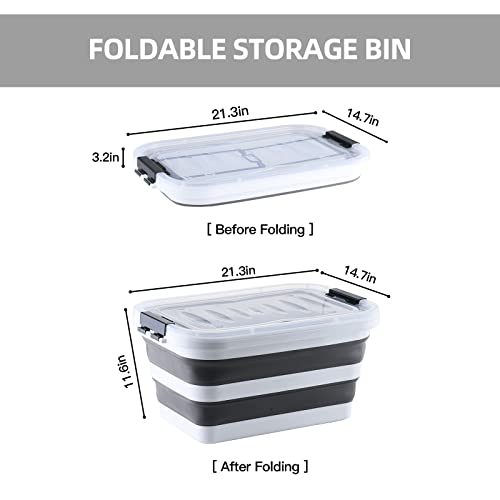 Large Storage Bags with Wheels, 2 Pack Heavy Duty Clothes Storage Bins Foldable Closet Organizer Storage Containers Latching Lids, 32Qt Collapsible Storage Box for Clothing, Blankets, Comforters, Bedding and Toys