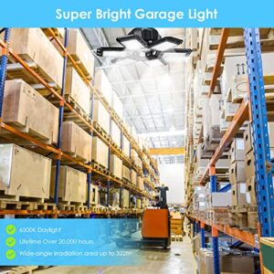 KASLIGHT 2 Pack Garage Light, 160W 16000LM 6500K Deformable Garage Ceiling Lights with 6 Adjustable Panels Led Garage Light, Bright Shop Lights for Garage Attic Workshop Basement Bay Warehouse