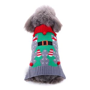 ornaous cute dog cat ugly christmas sweater, pet xmas elf knitted sweater warm clothes for holiday （xxl size）