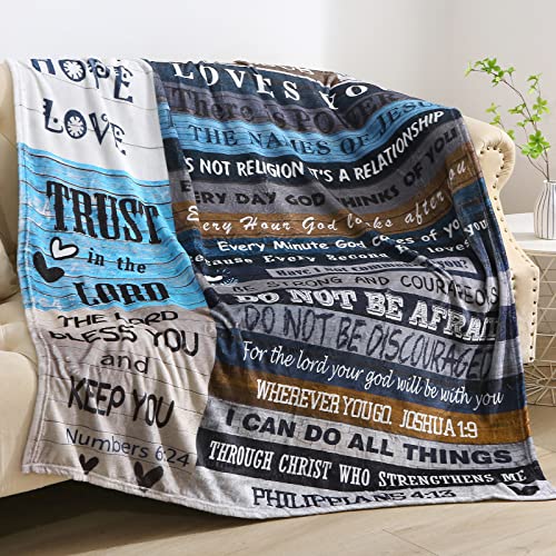 AUIVTY Christian Blanket Gifts for Women, Inspirational Religious Scripture Birthday for Women Men Friends Mother Father, Bible Verse Prayers - 50x60 Inch