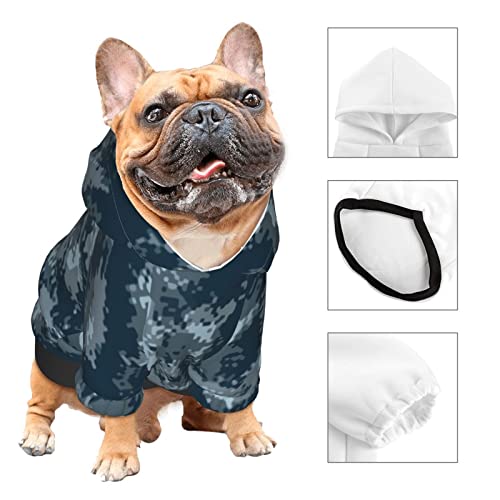 Small Pet Sweaters with Hat Navy-Blue-Camo-Spray Cat Puppy Hoodie Pet Hooded Coat Xx-Large