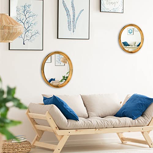 JIYUERLTD 14inches Wall Mirror Wood Retro Round Mirror Decorative HD Mirror for Bathroom Entryways Living Rooms and Powder Room,Bedroom