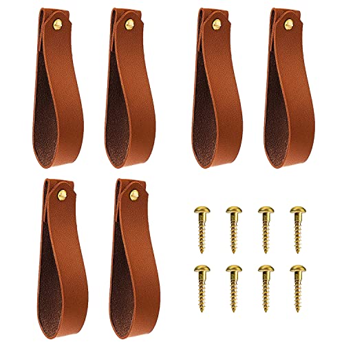 Vin Beauty 6 Pcs PU Leather Wall Hooks Wall Hanging Strap Leather Curtain Rod Holder Leather Straps Hanger Towel Leather Hook for Towel Bathroom Kitchen Bedroom