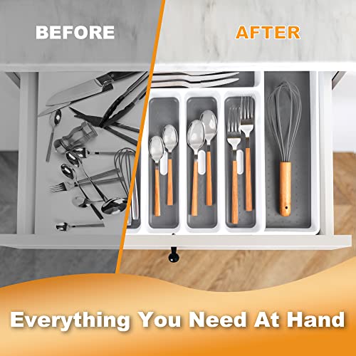 Besilord Expandable Silverware Organizer Kitchen Drawer Organizer Utensil Organizer Silverware Tray for Drawer Cutlery Organizer Flateware Organizer