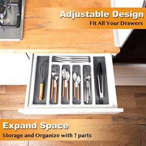 Besilord Expandable Silverware Organizer Kitchen Drawer Organizer Utensil Organizer Silverware Tray for Drawer Cutlery Organizer Flateware Organizer