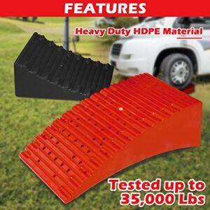 RVVIN RV Leveler Blocks 2 Pack, Including RV arc Leveler, Wheel Wedge, Non-Slip Rubber Floor mat, That can Withstand 35,000 lbsfor,Travel Trailers, Trucks, RV Campers (Black&Red)