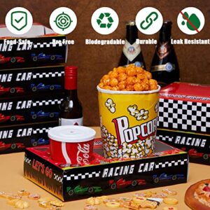 Henoyso 24 Pcs Race Car Snack Trays Movie Night Popcorn Trays Red Race Car Movie Theater Snack Boxes for Food Drink Candy Popcorn Holders for Kids Birthday Party Supplies Racing Theme Supplies