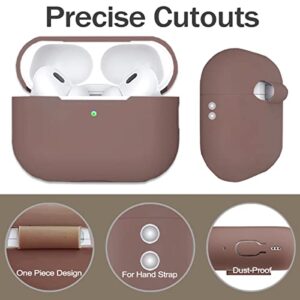 Benbenjaytek AirPods Pro 2 Case, AirPods Pro 2nd Generation[2022] Protective Shockproof Soft Silicone Headphone Cover with Hand Strap, Support Wireless Charging [Front LED Visible] Brown