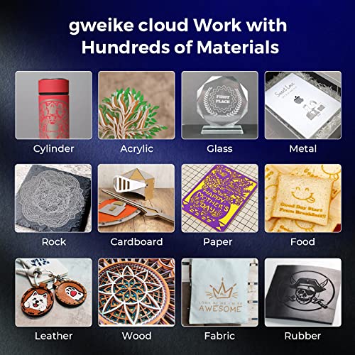 Gweike Cloud Pro II Laser Engraver with Rotary, 50W Output Power Laser Cutter Support LightBurn, 0.025mm Compressed Spot Higher Accuracy DIY Laser Engraving Machine for Wood, Metal, Acrylic, Leather