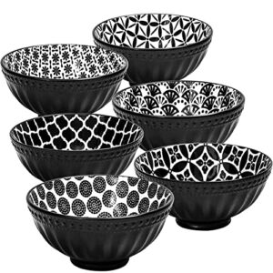 lehaha 10 ounces japanese style ceramic bowl set,porcelain semi-matte small bowls, set of 6 dipping bowls, side dishes for desserts, ice cream, snacks, condiments, souffle,yogurt, black