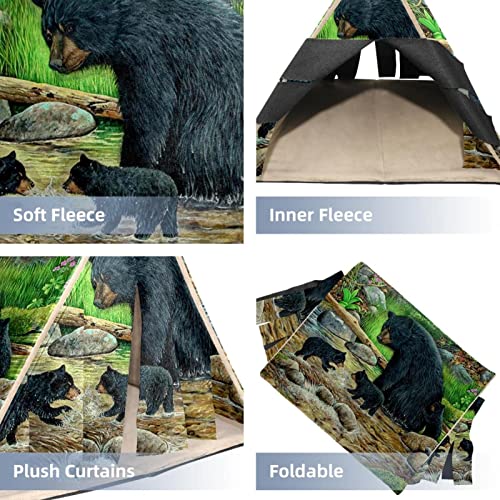 enheng Small Pet Hideout Black Bears Hamster House Guinea Pig Playhouse for Dwarf Rabbits Hedgehogs Chinchillas